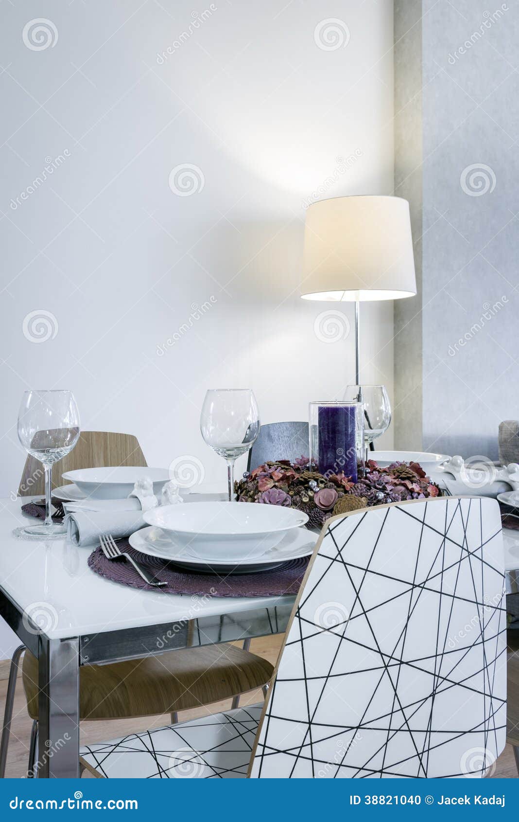 Detail of a Modern Set Up Dining Table Stock Photo - Image of meal ...