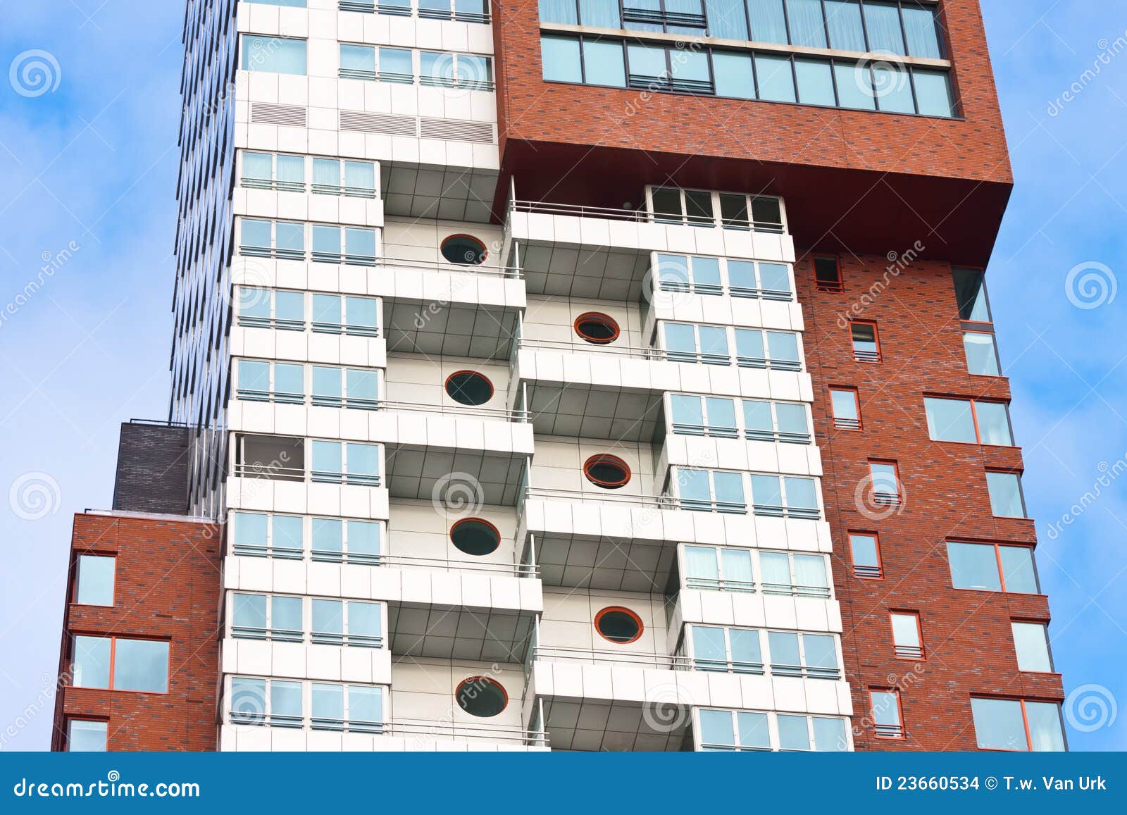 Detail of a Modern Tower Building with Flats Stock Photo - Image of ...