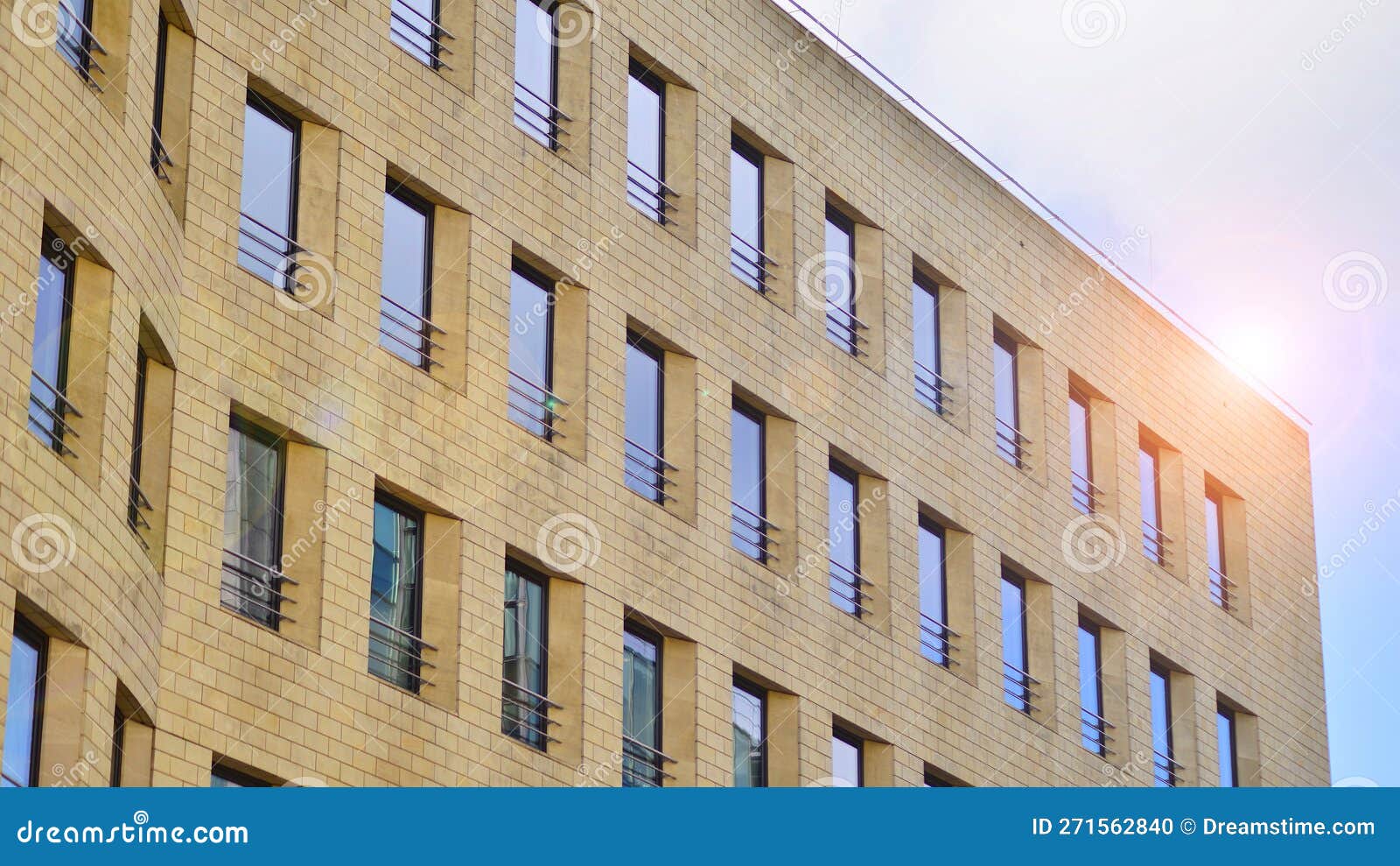 Detail of a Modern Yellow Brick Building with Large Windows. Stock ...