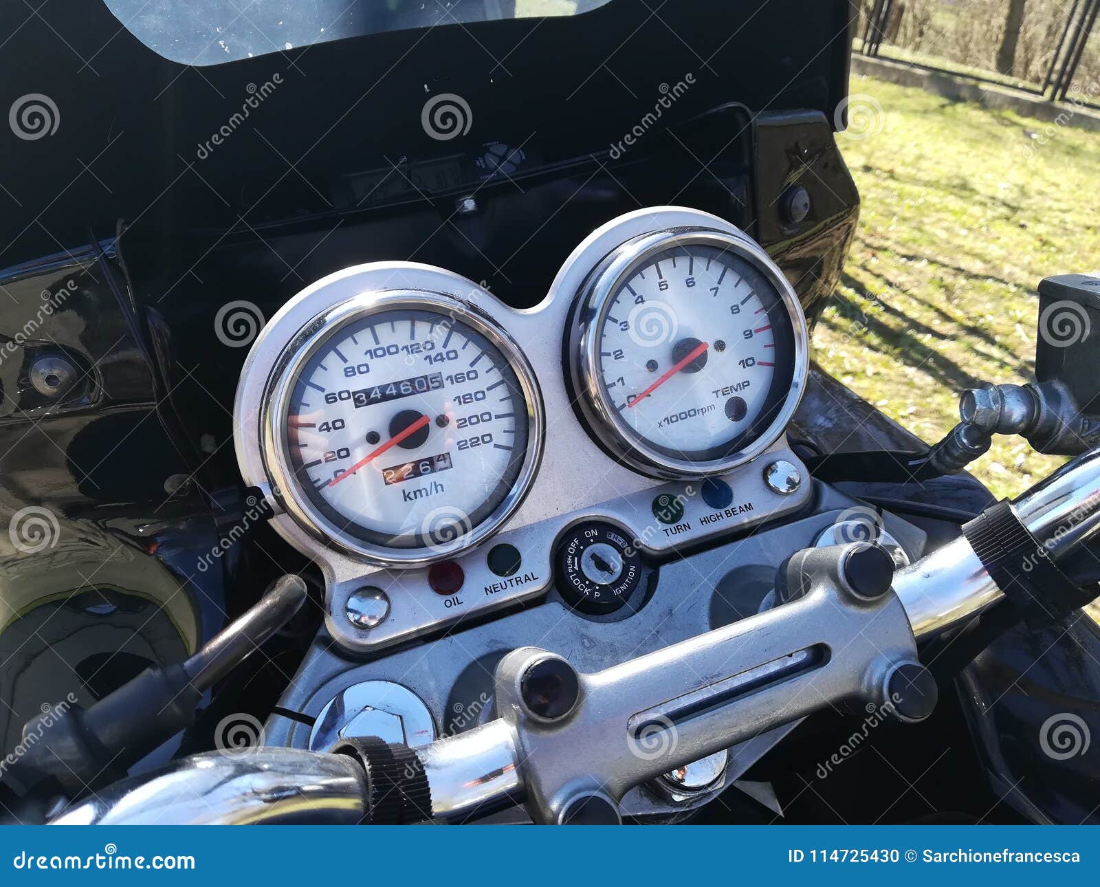 Detail of Motorcycle Dashboard Stock Photo - Image of tachometer, panel ...