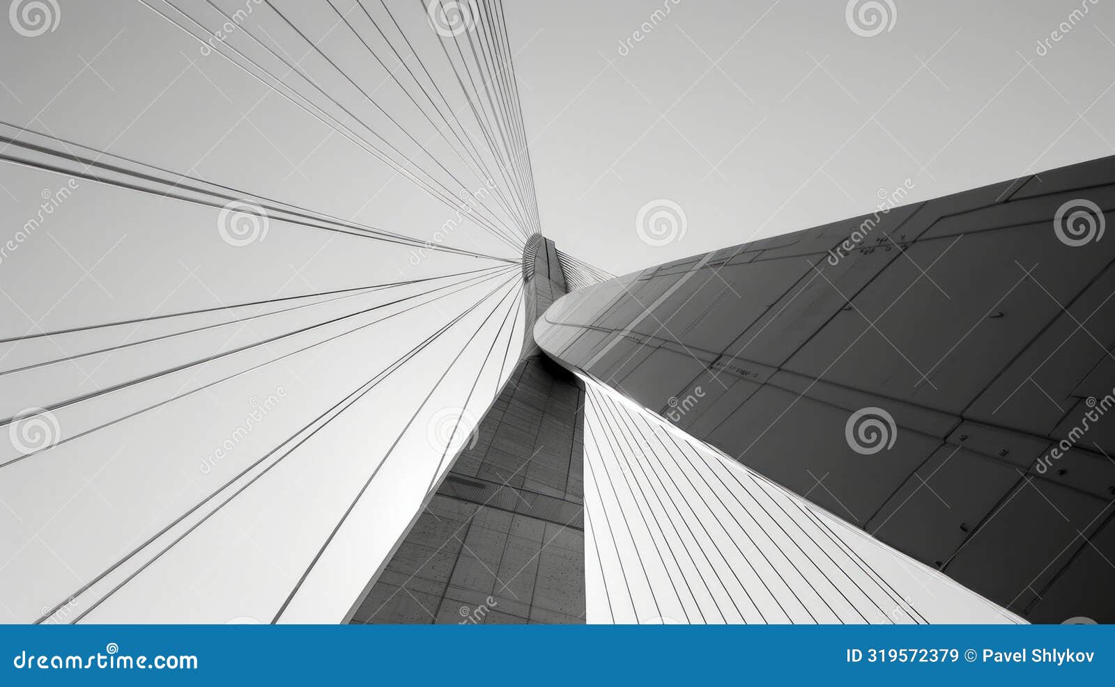 Detail of the Multi-span Cable-stayed Bridge on Sky Background Stock ...