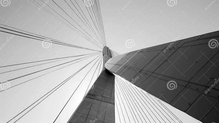 Detail of the Multi-span Cable-stayed Bridge on Sky Background Stock ...