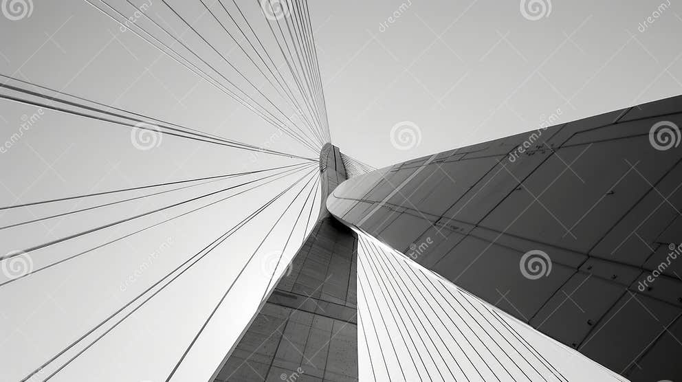 Detail of the Multi-span Cable-stayed Bridge on Sky Background Stock ...