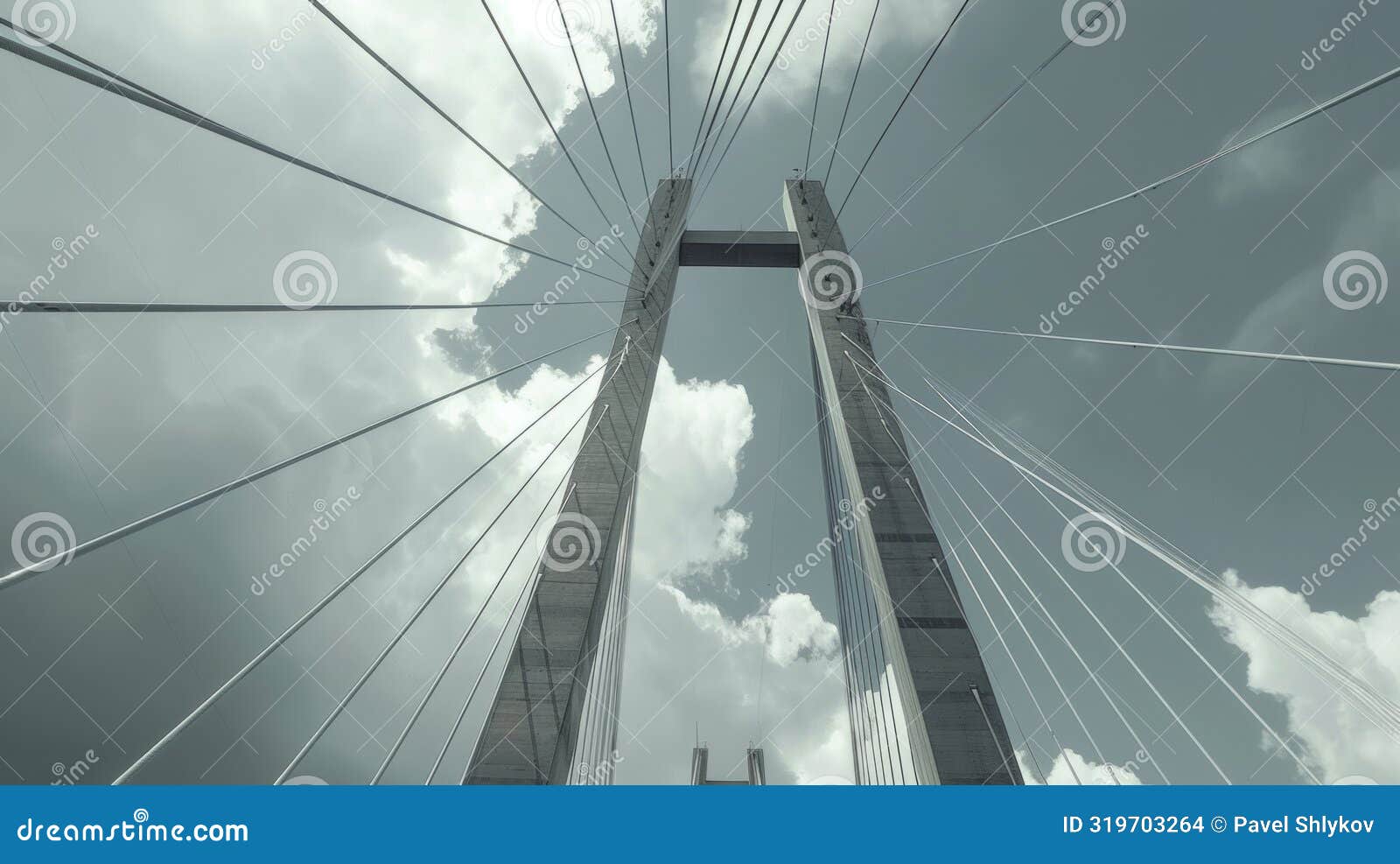 Detail of the Multi-span Cable-stayed Bridge on Sky Background Stock ...