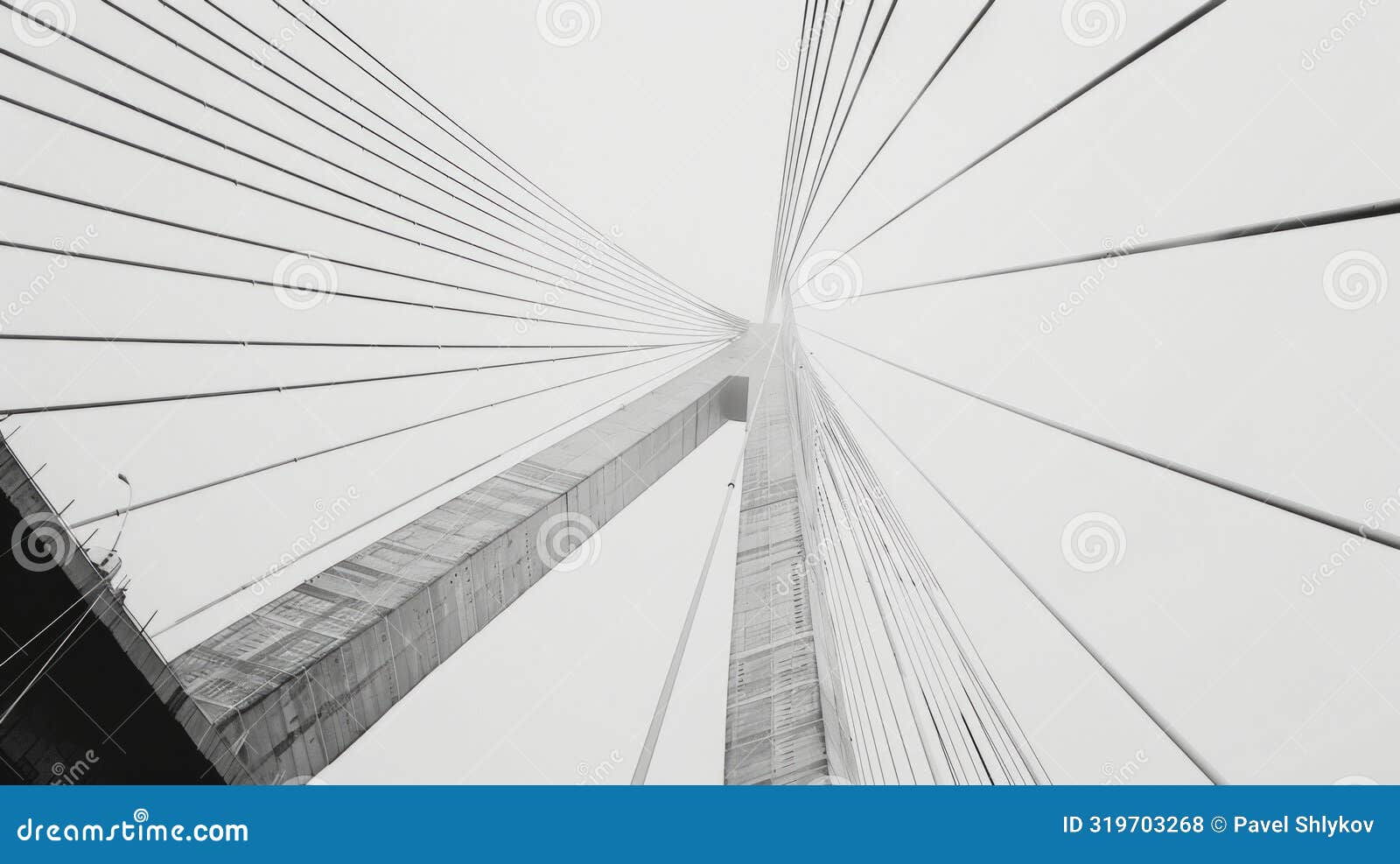 Detail of the Multi-span Cable-stayed Bridge on Sky Background Stock ...