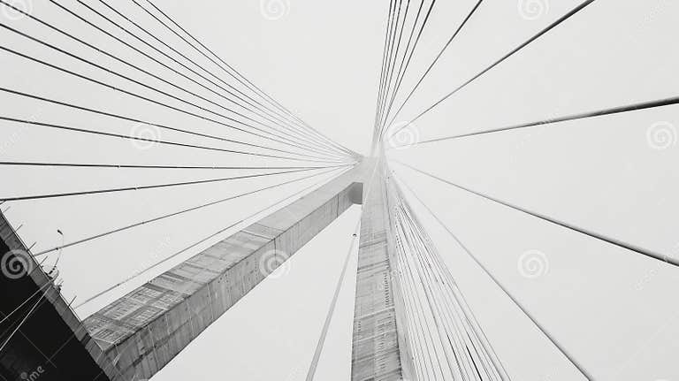 Detail of the Multi-span Cable-stayed Bridge on Sky Background Stock ...