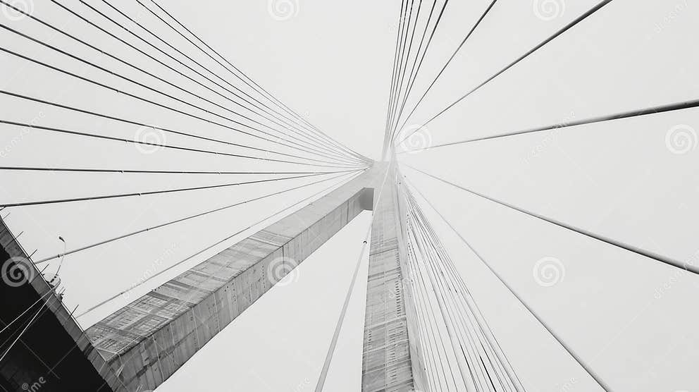 Detail of the Multi-span Cable-stayed Bridge on Sky Background Stock ...