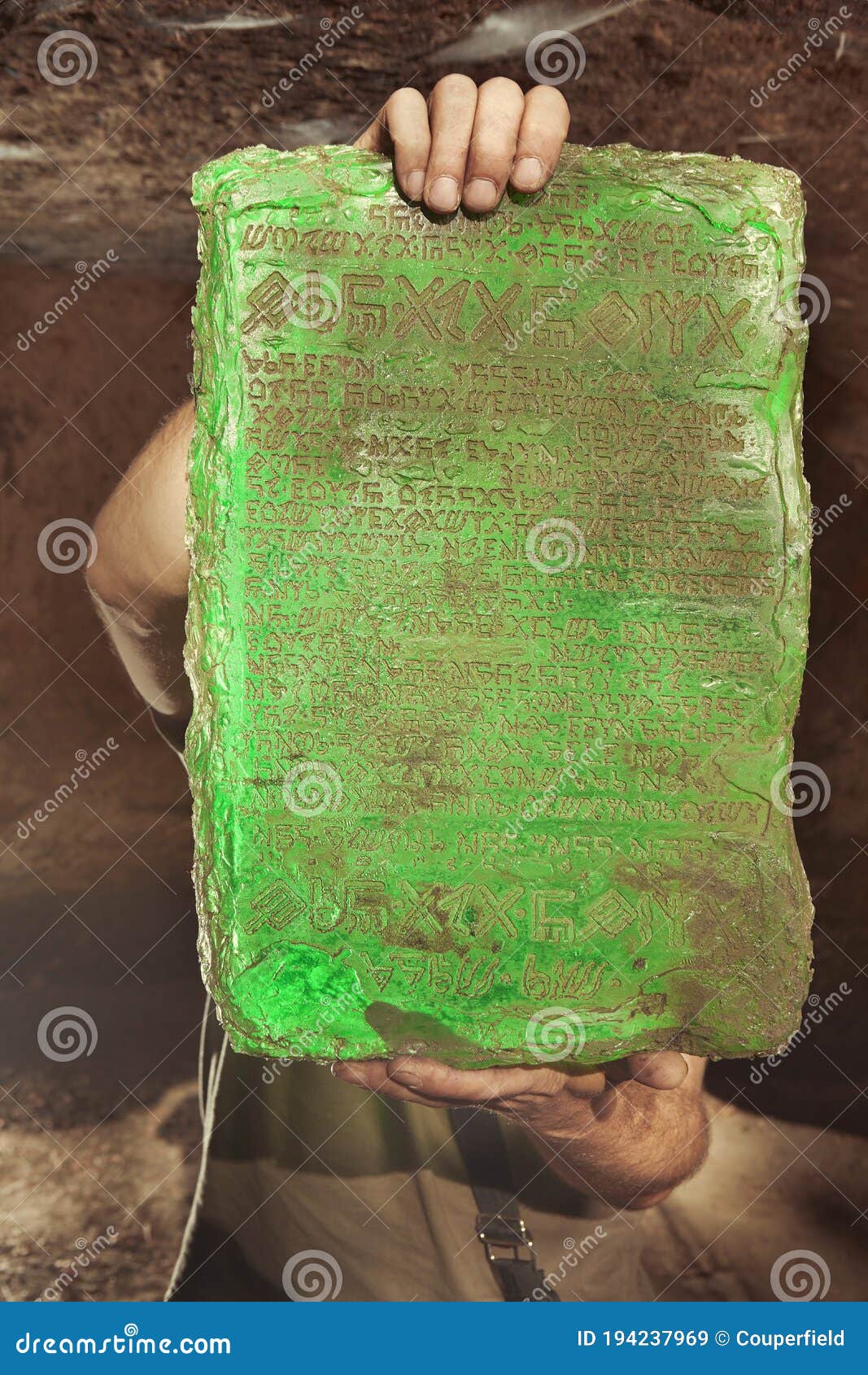 Showing Of Tabula Smaragdina Found In Abandoned Cave Sanctuary Stock Image Image Of Code