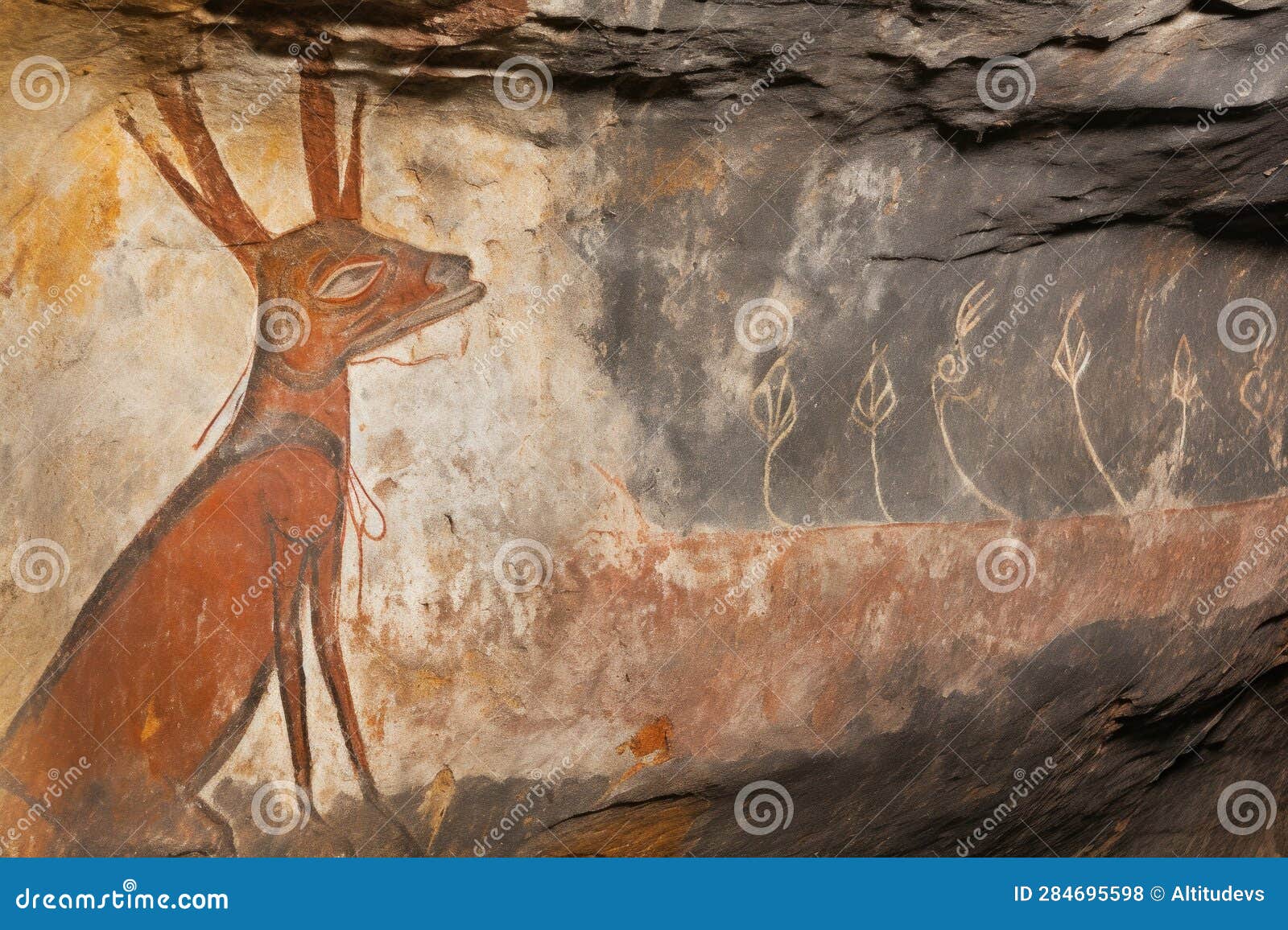 Detail of a Mythological Creature in Rock Art Stock Illustration ...