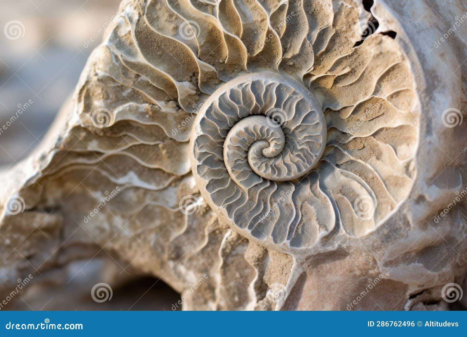 Detail of Nautilus Shell Fossil in a Rock Matrix Stock Photo - Image of ...