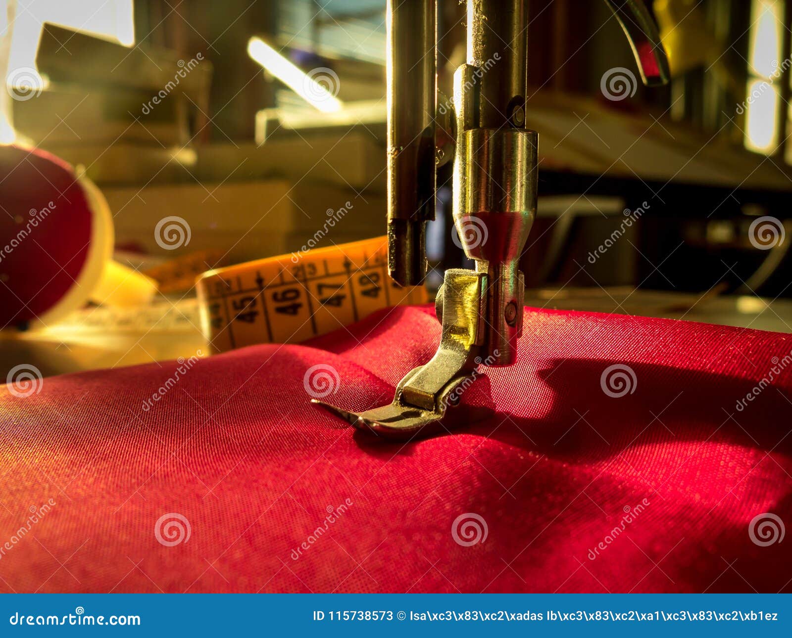 Sewing Machine. Sewing Workshop Stock Image - Image of material ...