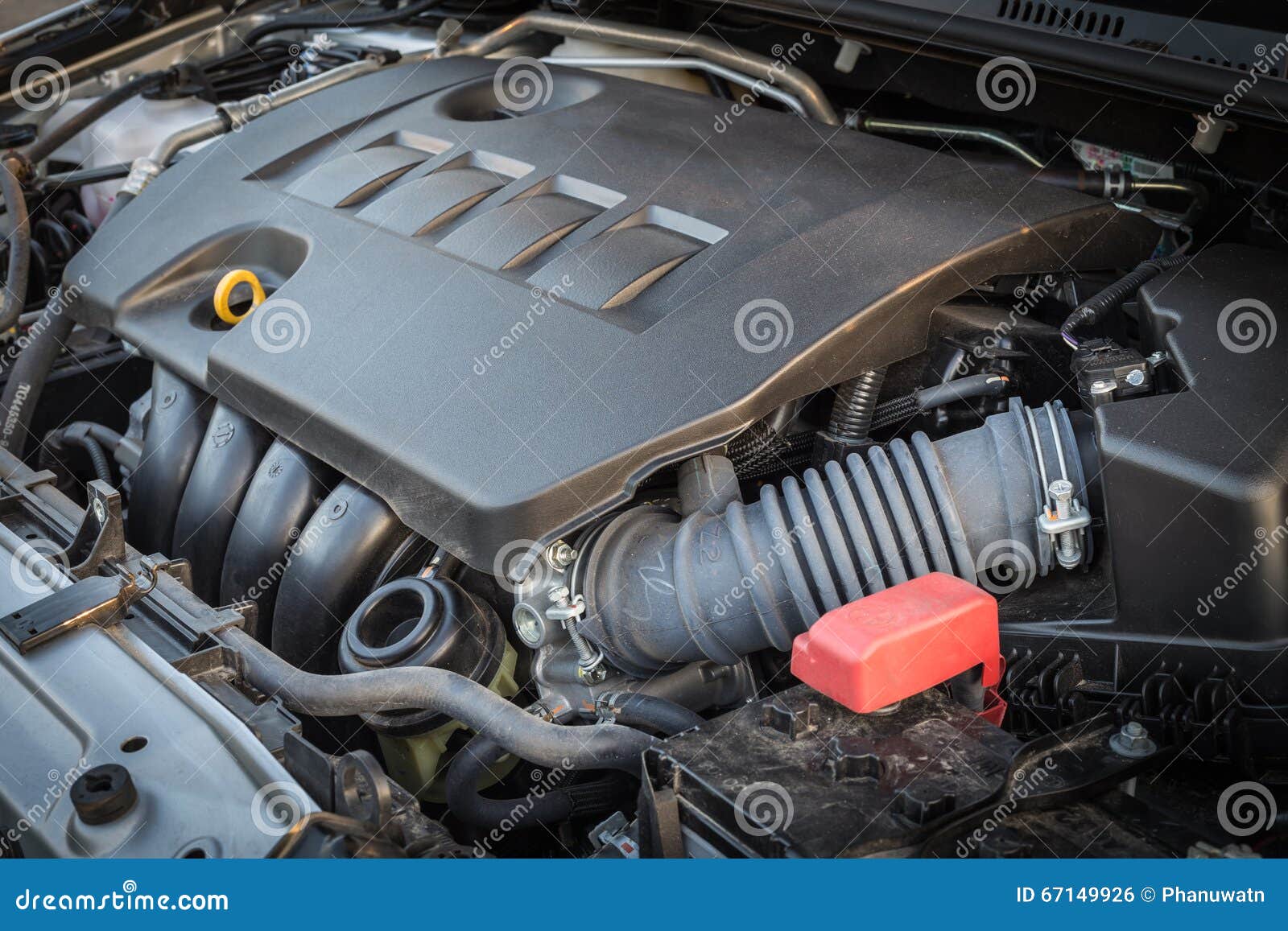 Detail of new car engine stock photo. Image of engineering - 67149926