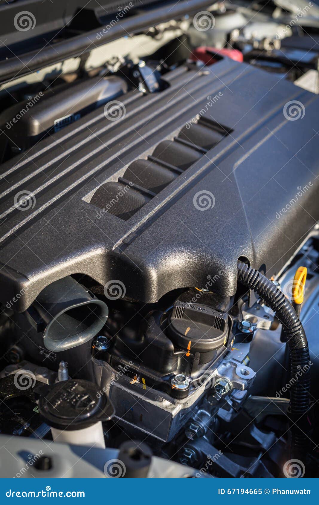Detail of new car engine stock image. Image of fuel, interior - 67194665