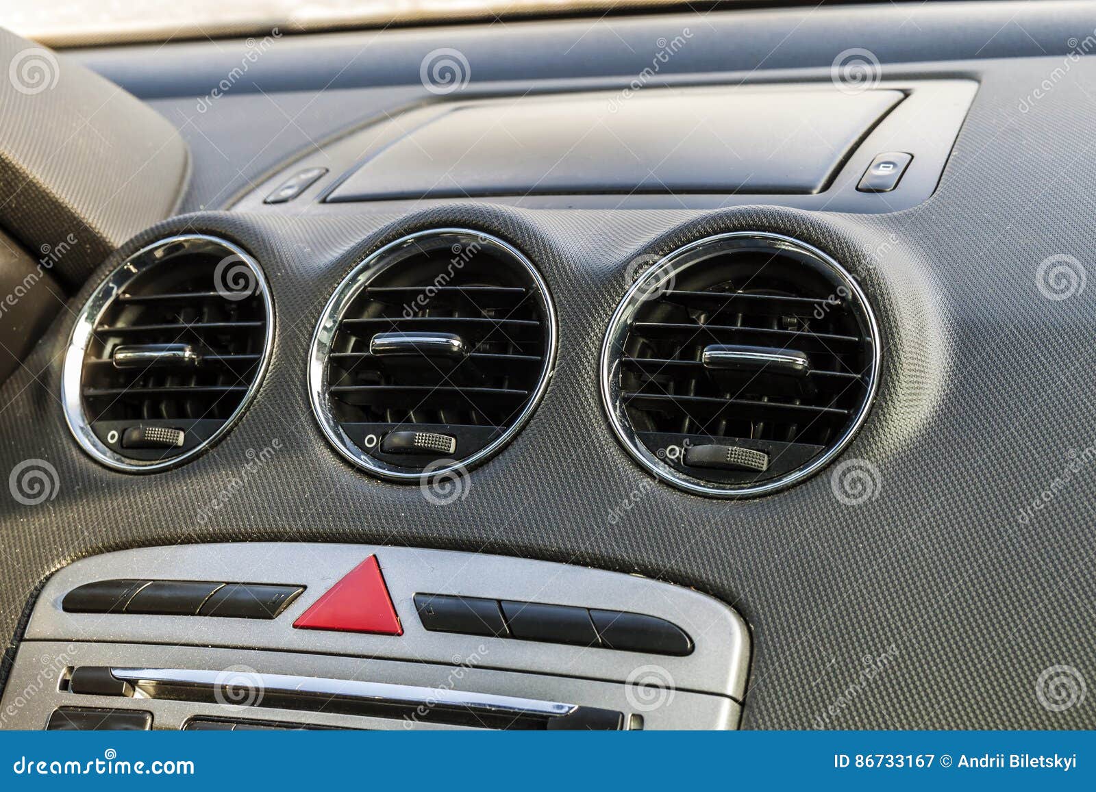 Detail of New Modern Car Interior, Focus on Heating Ventilation Stock ...