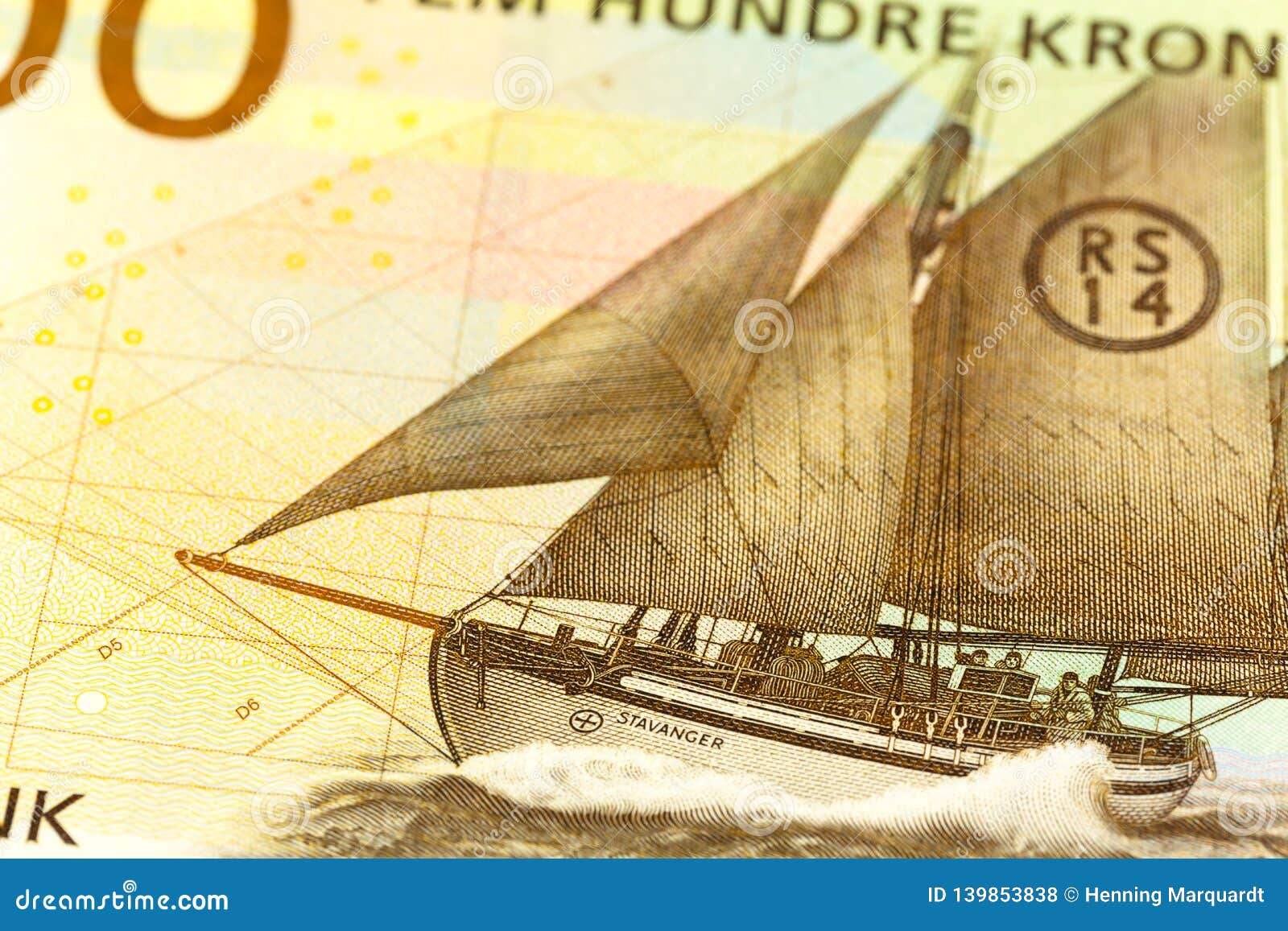 Detail of a New 500 Norwegian Krone Banknote Obverse Stock Photo ...
