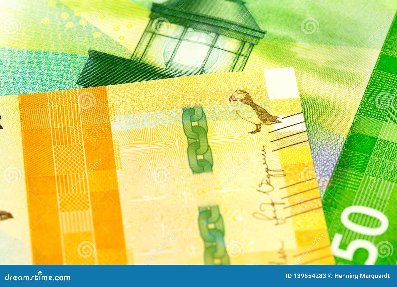 Detail of a New 500 an a 50 Norwegian Krone Banknote Obverse Stock ...