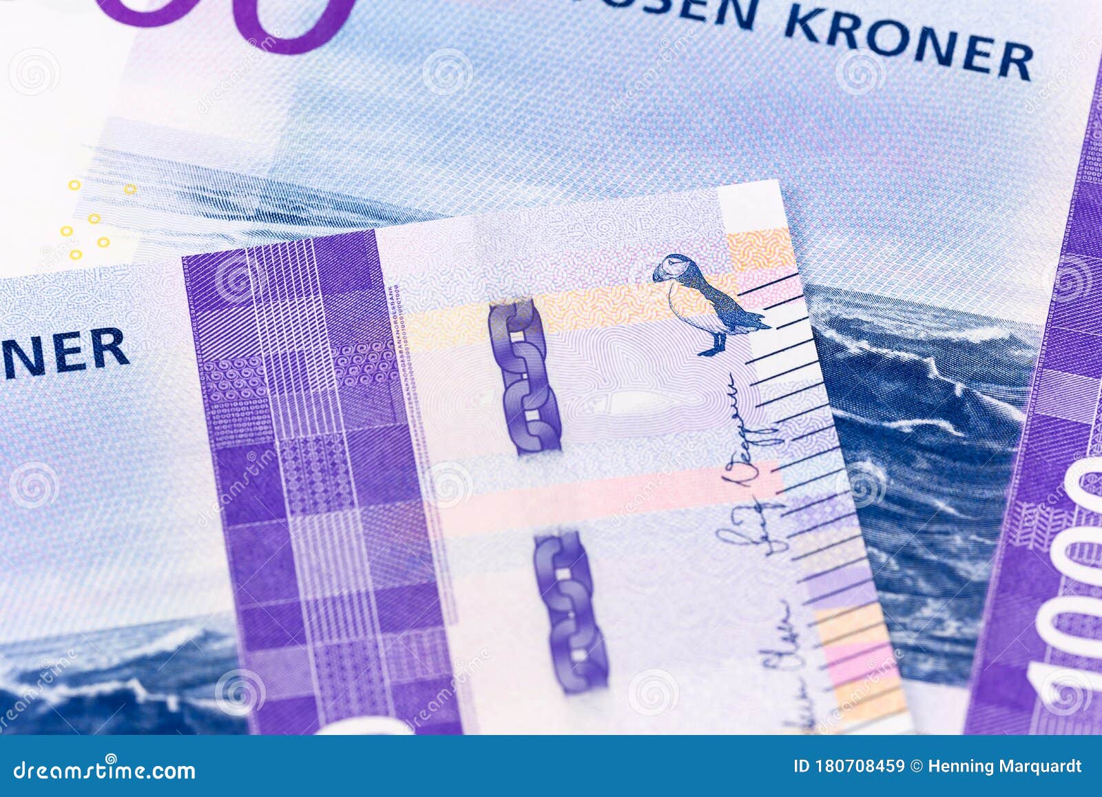 Detail of a New 1000 Norwegian Krone Banknote Reverse Stock Image ...