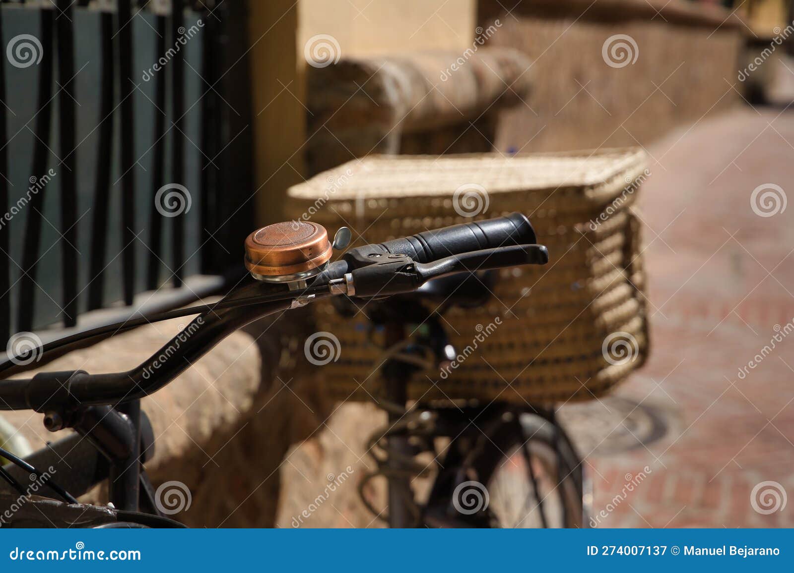 Detail of Nice Copper-colored Bicycle Bell Placed on the Handlebars ...