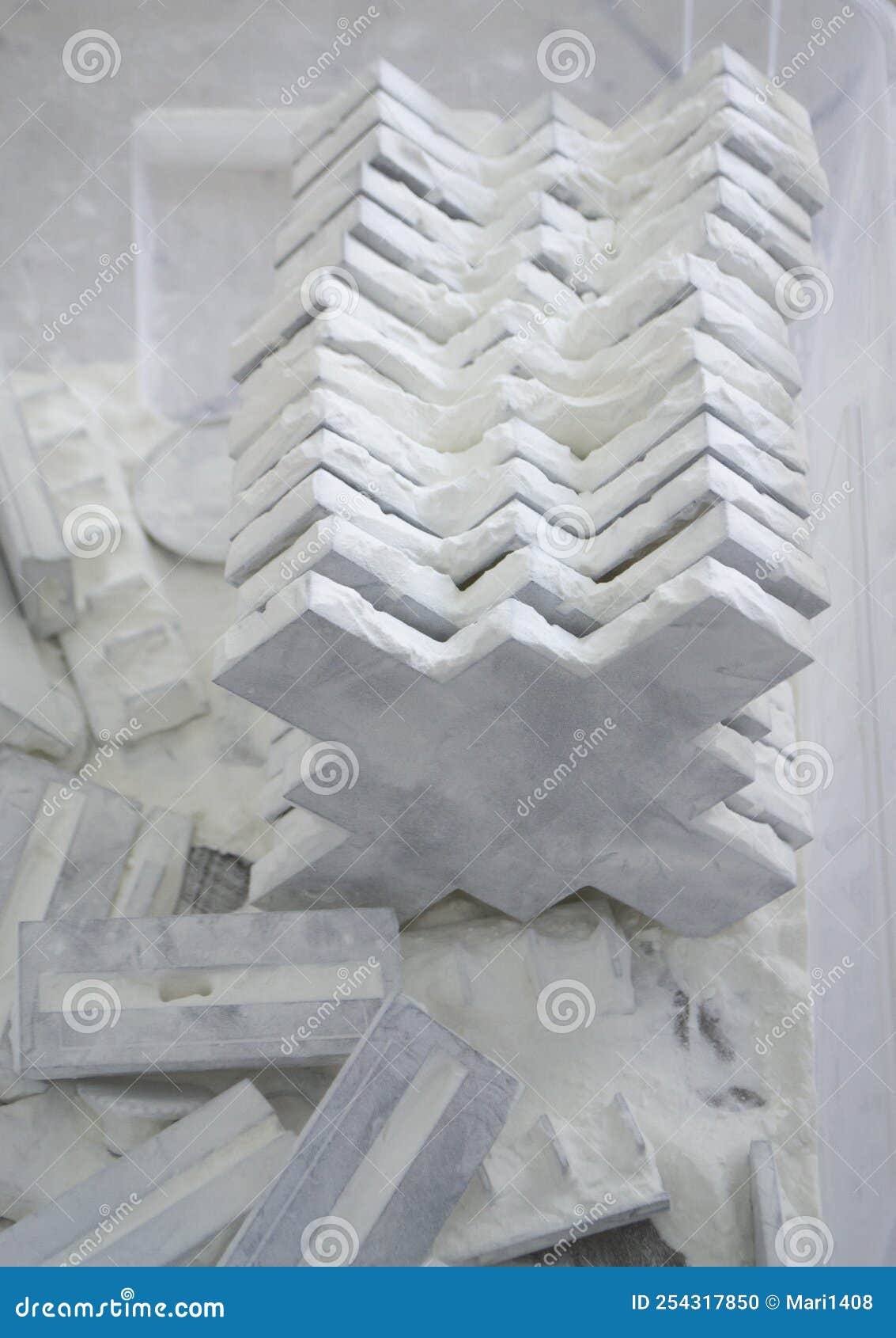 Detail Objects Printed on a 3D Printer and Covered with White Polyamide ...