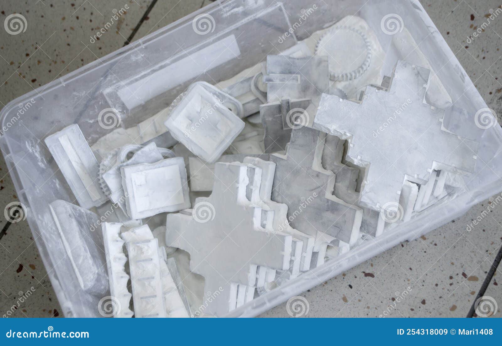 Detail Objects Printed on a 3D Printer and Covered with White Polyamide ...