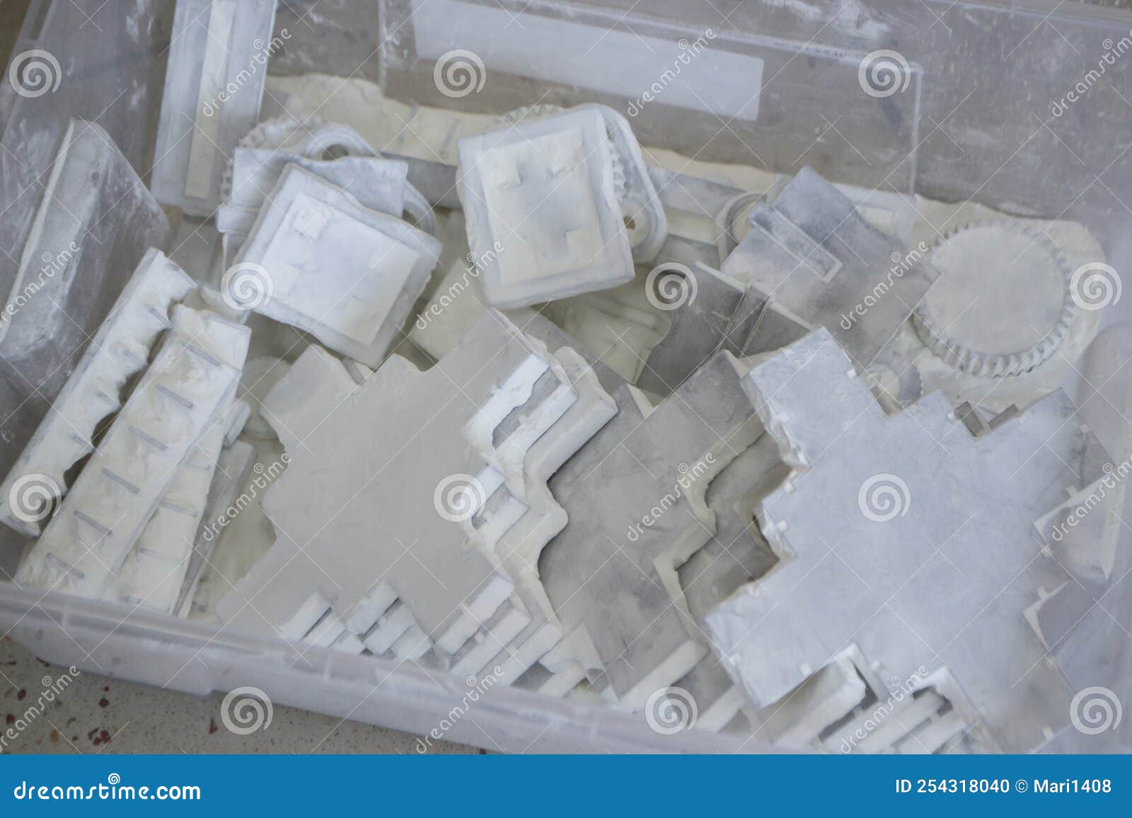 Detail Objects Printed on a 3D Printer and Covered with White Polyamide ...