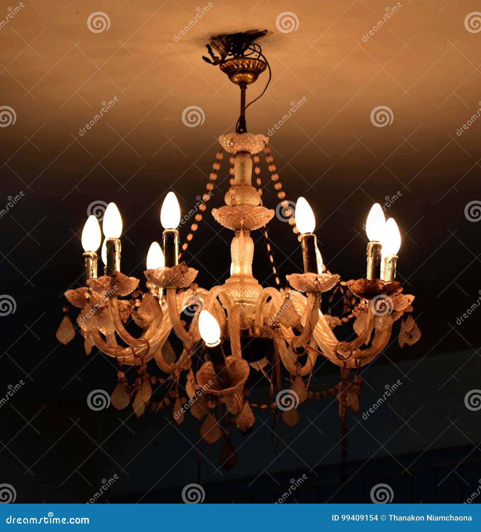 Old Broken Ceiling Lamp in Night Time Stock Photo - Image of beautiful ...