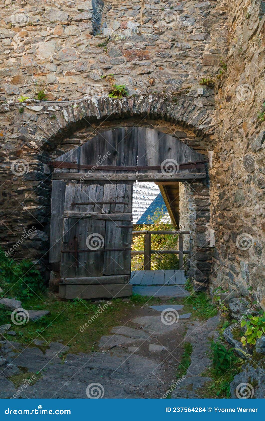 Detail of an Old Castle. Wooden Gate, Stock Photo - Image of abbey ...