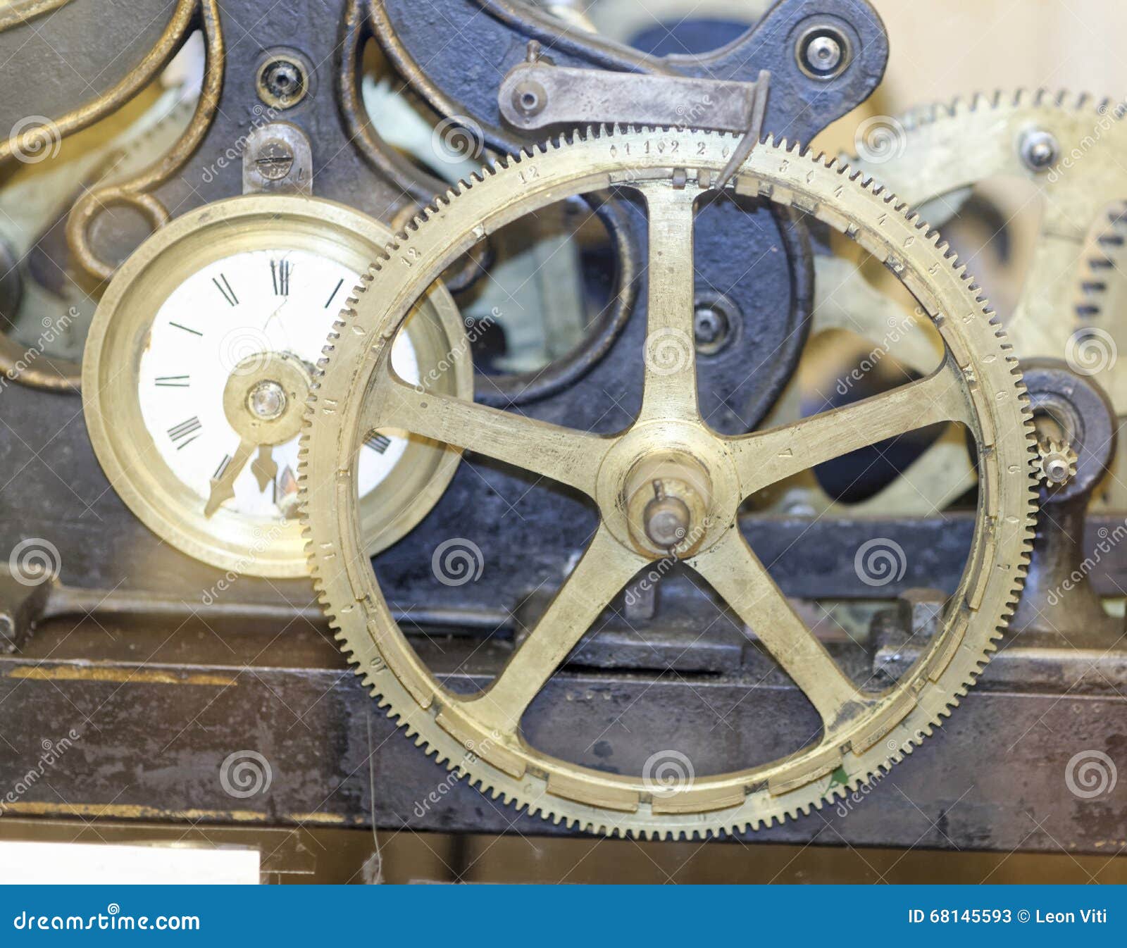 Detail of a Old Mechanical Clock Stock Image - Image of machinery ...
