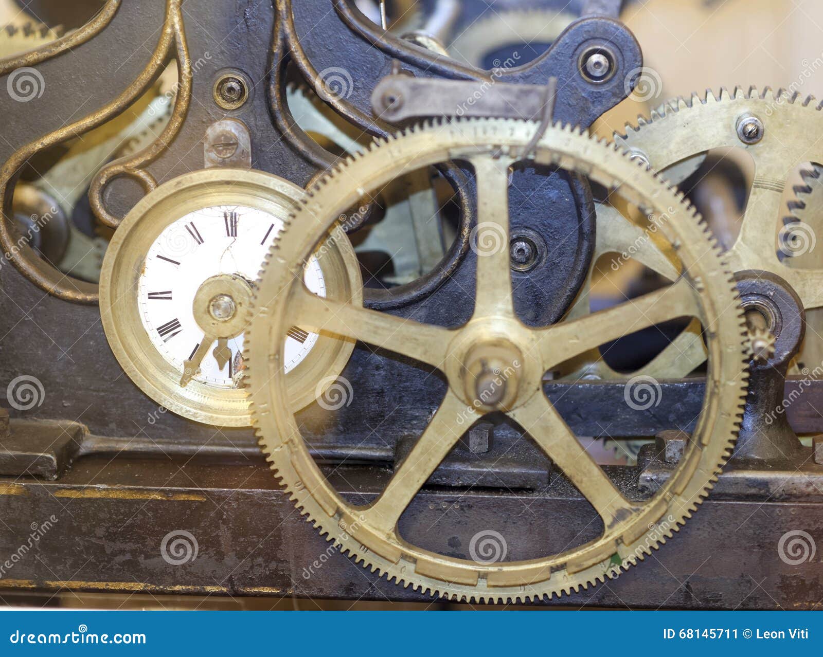 Detail of a Old Mechanical Clock Stock Image - Image of idea, interlock ...
