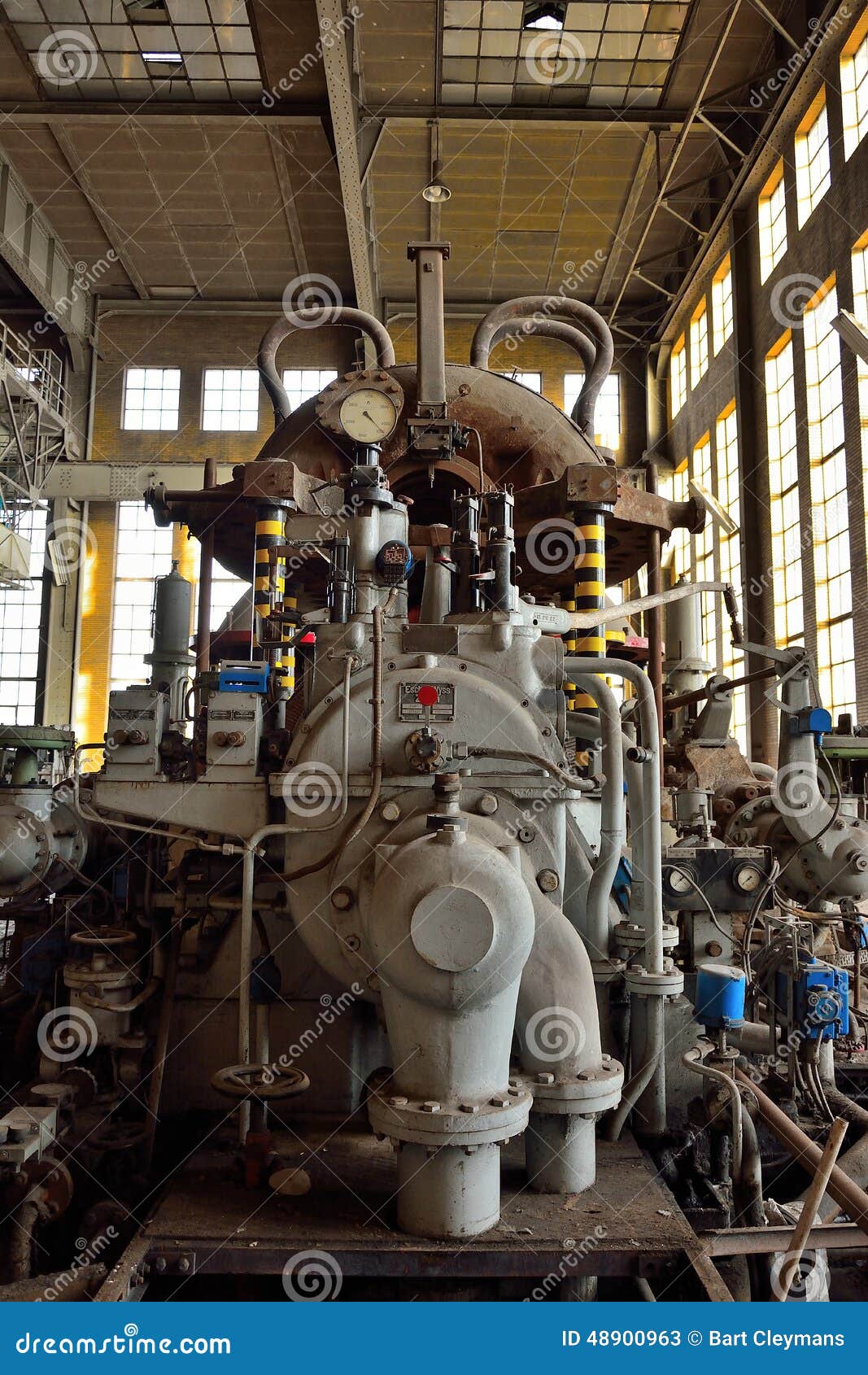 Detail of an Old Rusty Machine, Factory Stock Image - Image of windows ...
