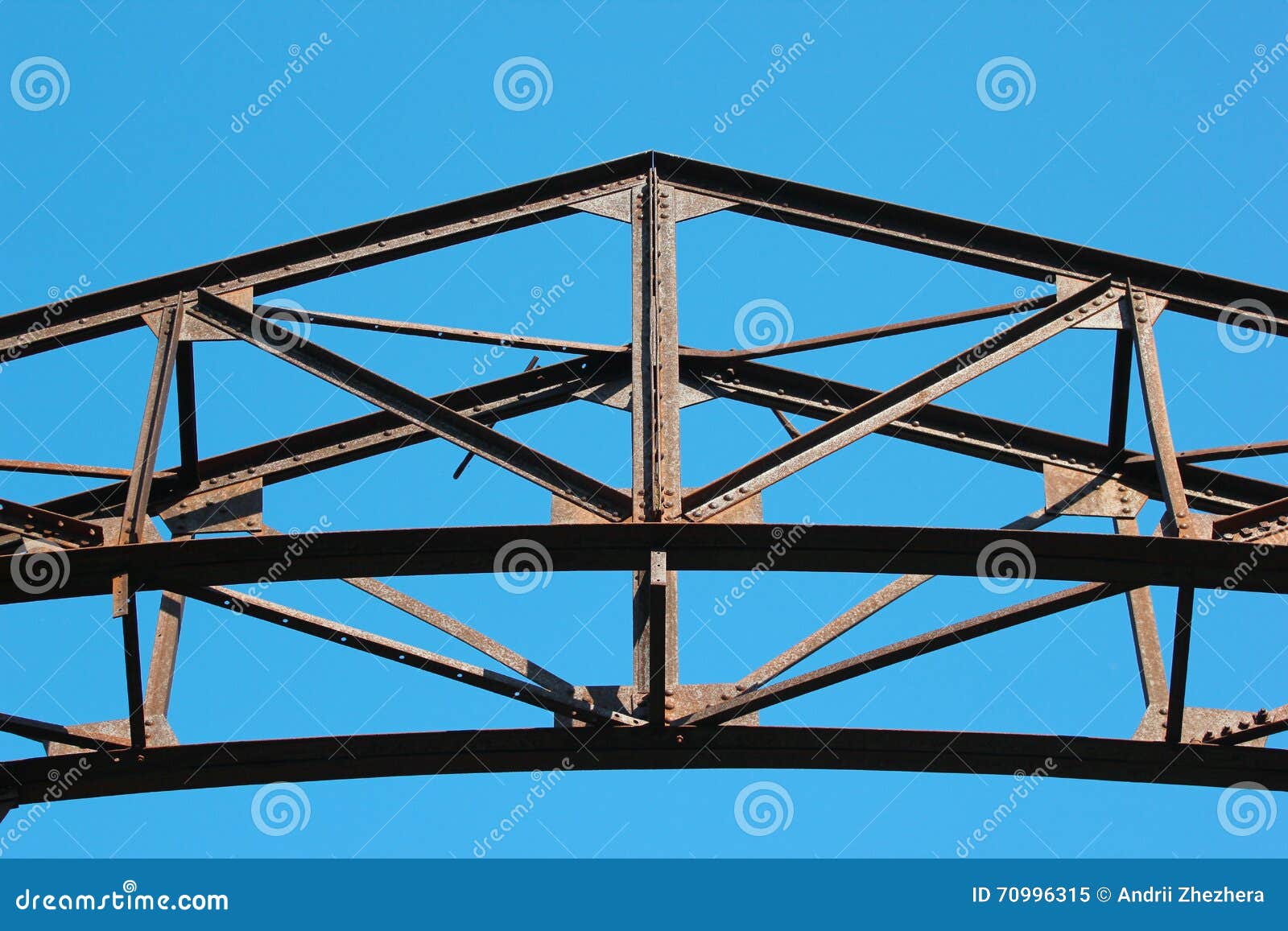 Detail of Old Rusty Metal Bridge on Blue Sky Background Stock Image ...