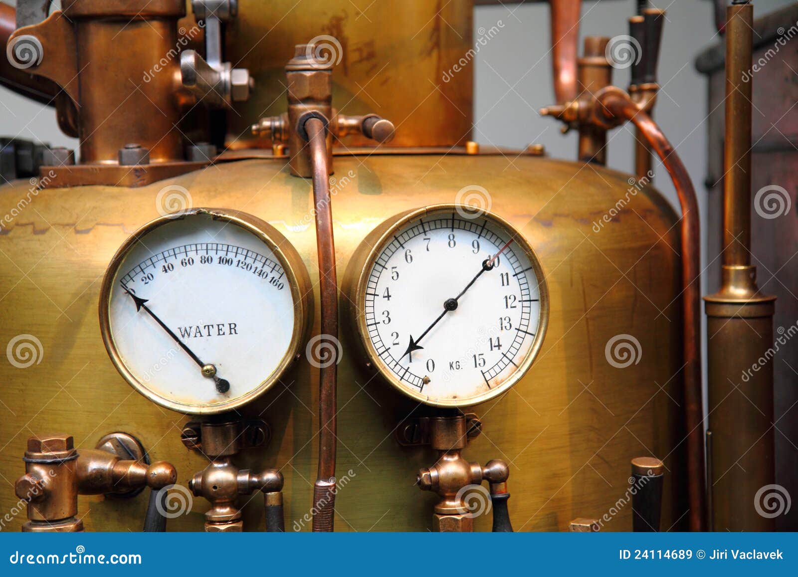 Detail of Old Steam Machine Stock Image - Image of metal, measuring ...