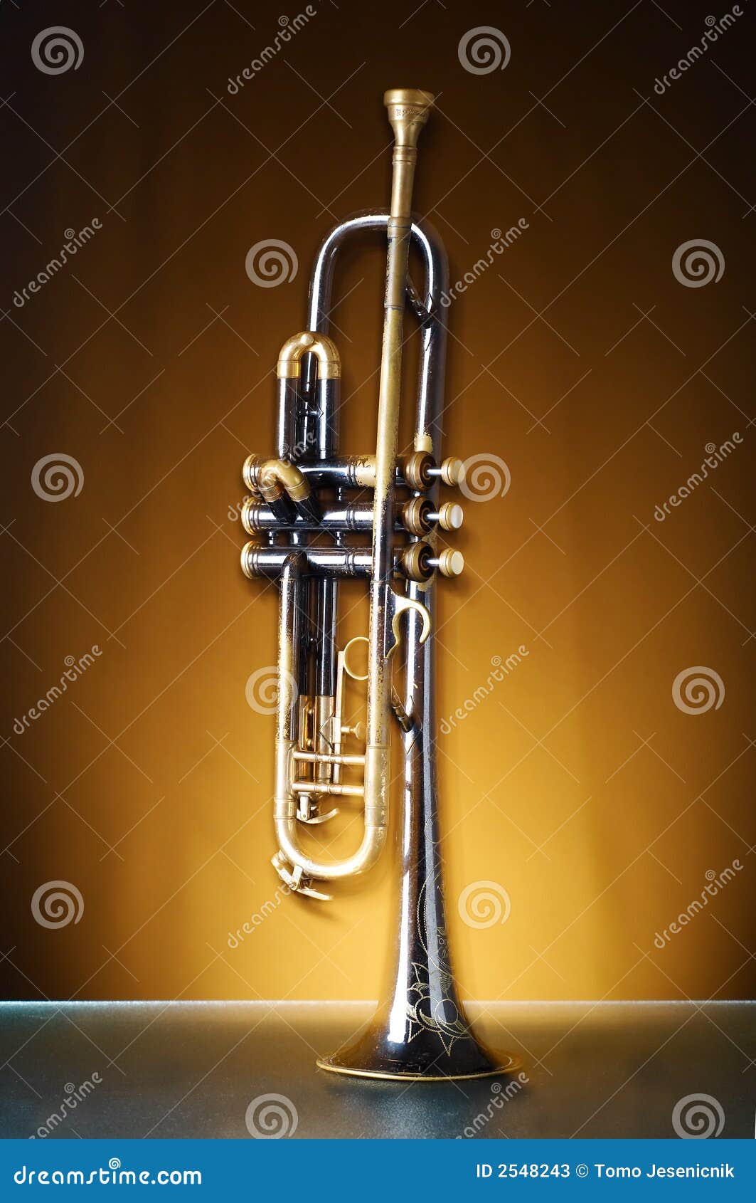 Detail of an old trumpet stock image. Image of music, shot - 2548243