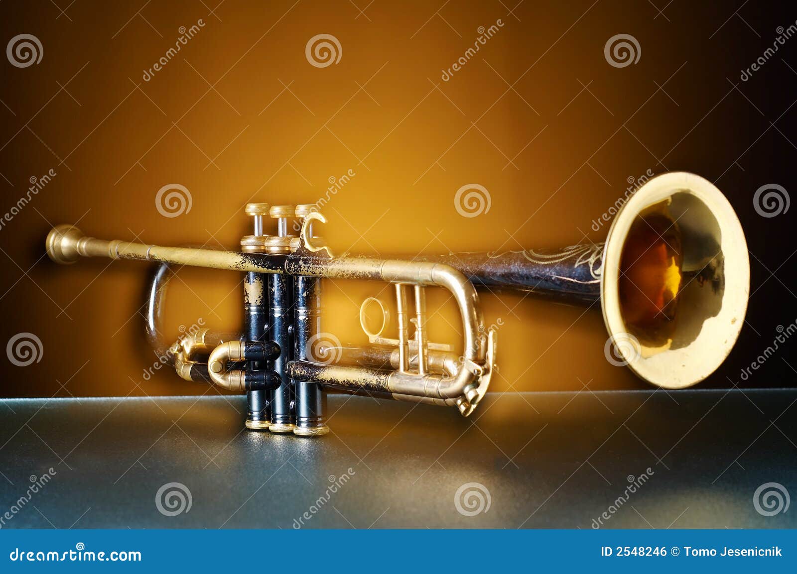 Detail of an old trumpet stock photo. Image of sound, used - 2548246