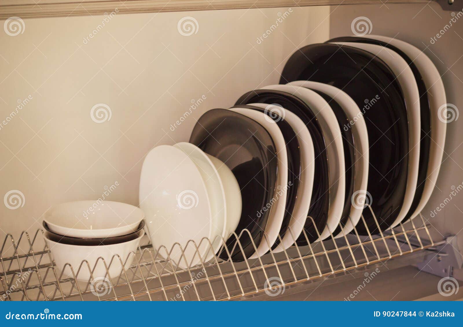 Detail of Open Kitchen Drawers with Dishes Stock Photo - Image of ...