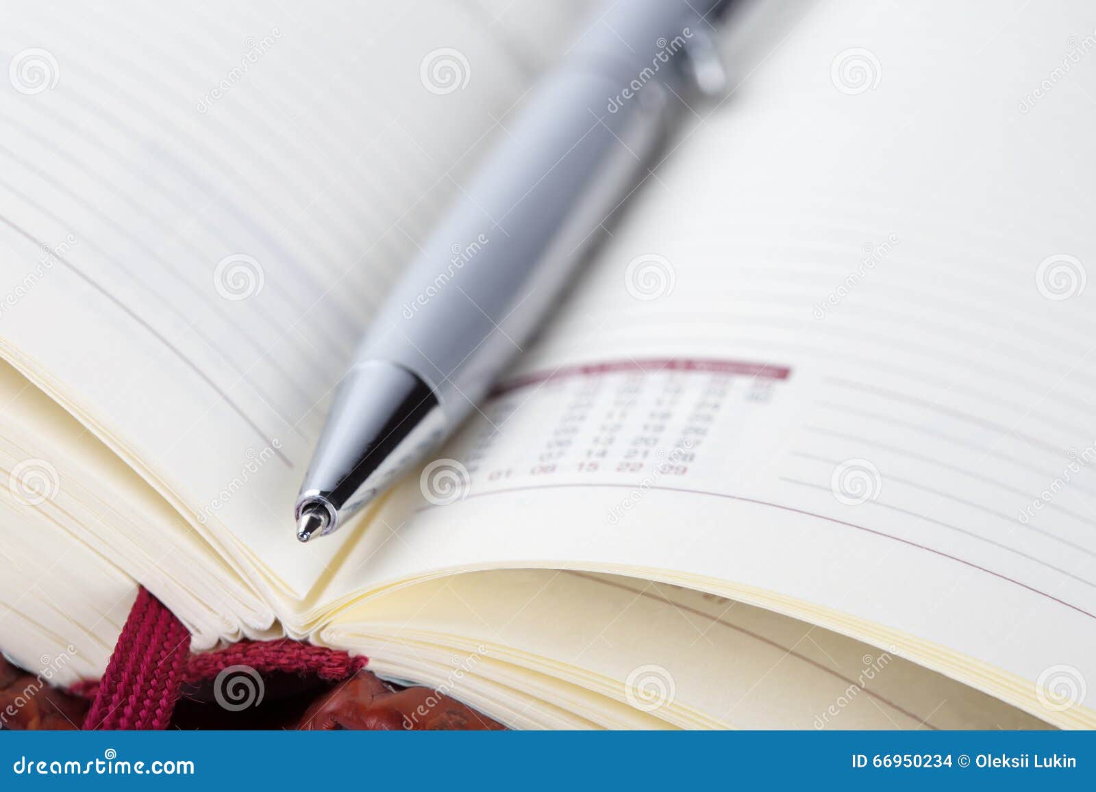 Detail of an Open Red Diary with Pen Stock Photo - Image of date ...