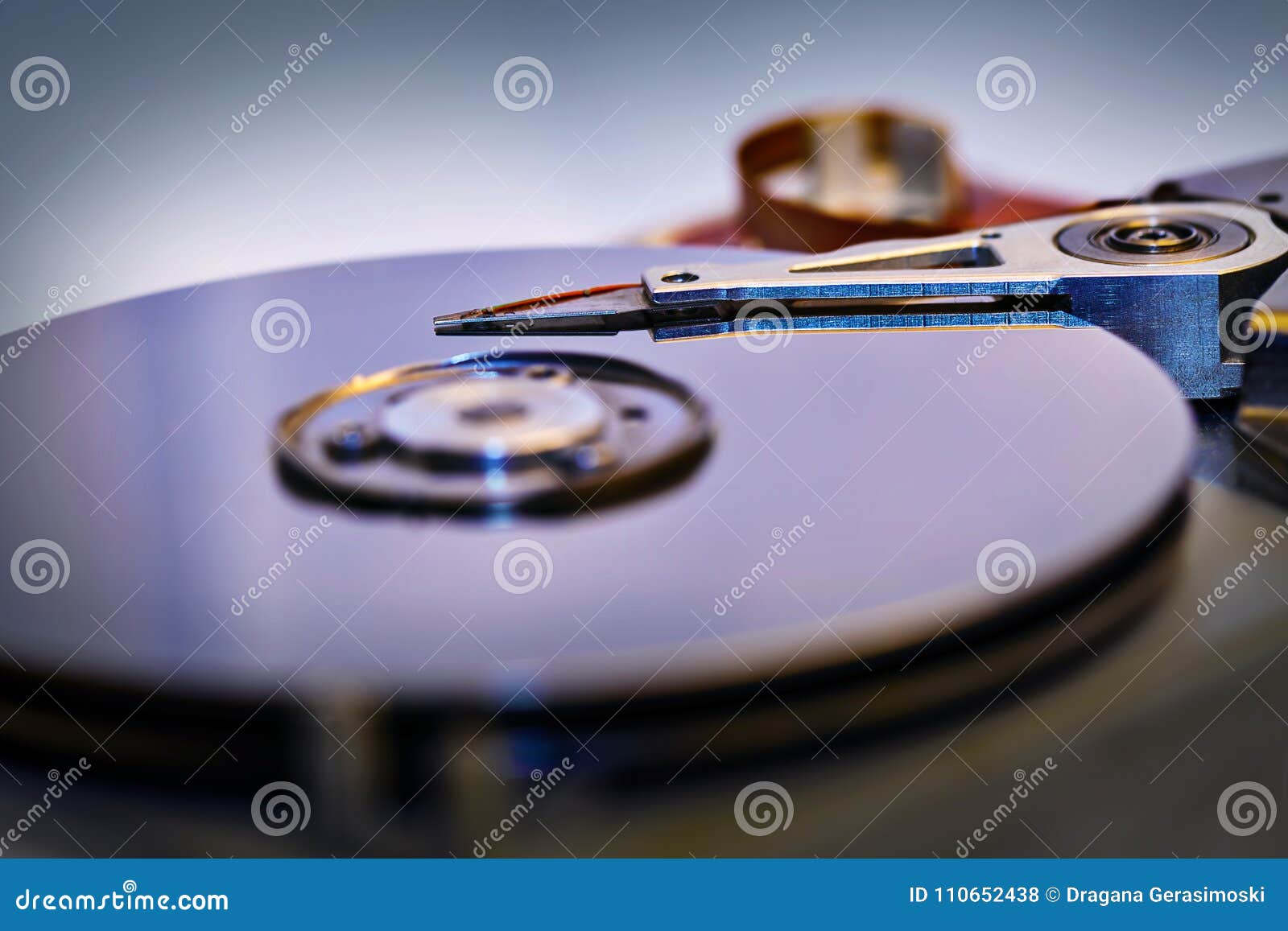 Detail of an Opened Computer Hard Disc Drive Stock Photo - Image of ...