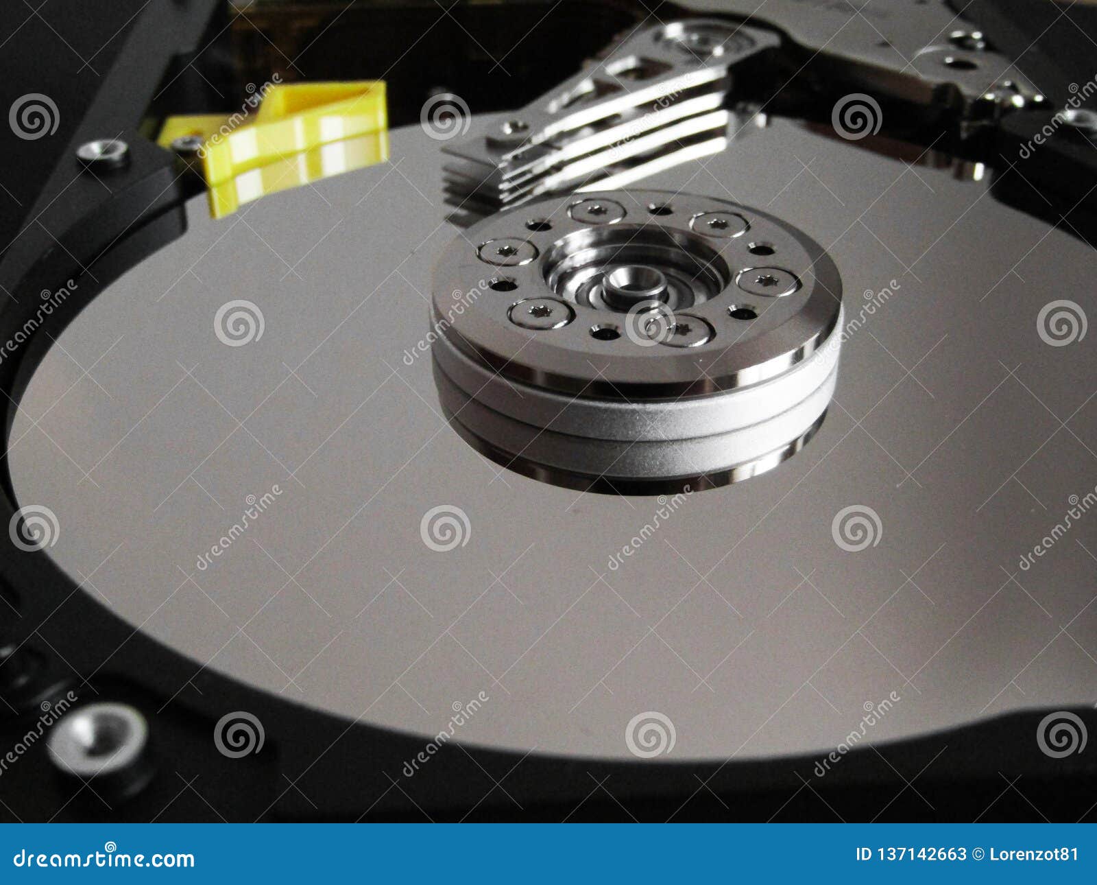 Detail from an Opened Hard Disk Stock Image - Image of device, opened ...