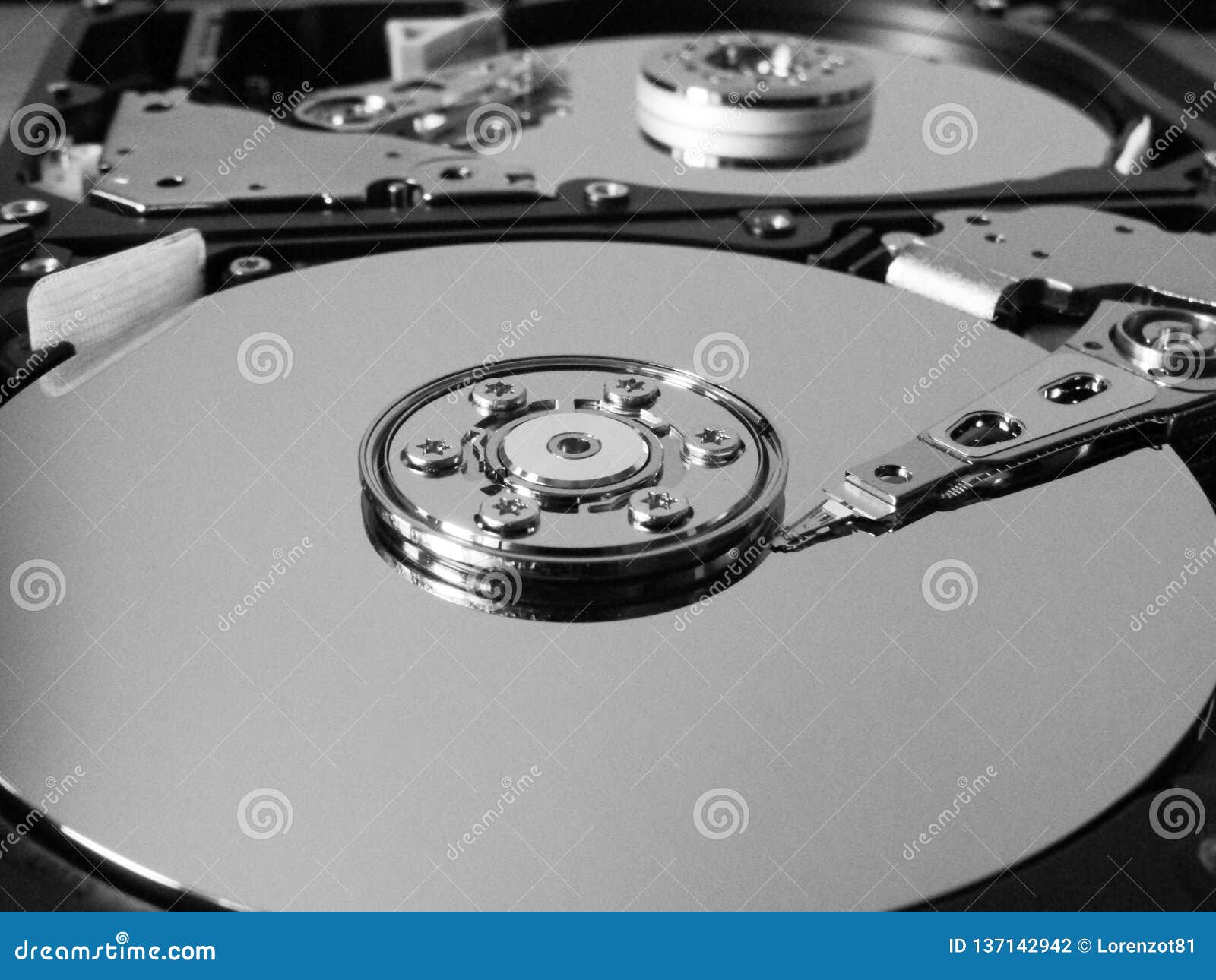 Detail from an Opened Hard Disk Stock Photo - Image of harddrive ...