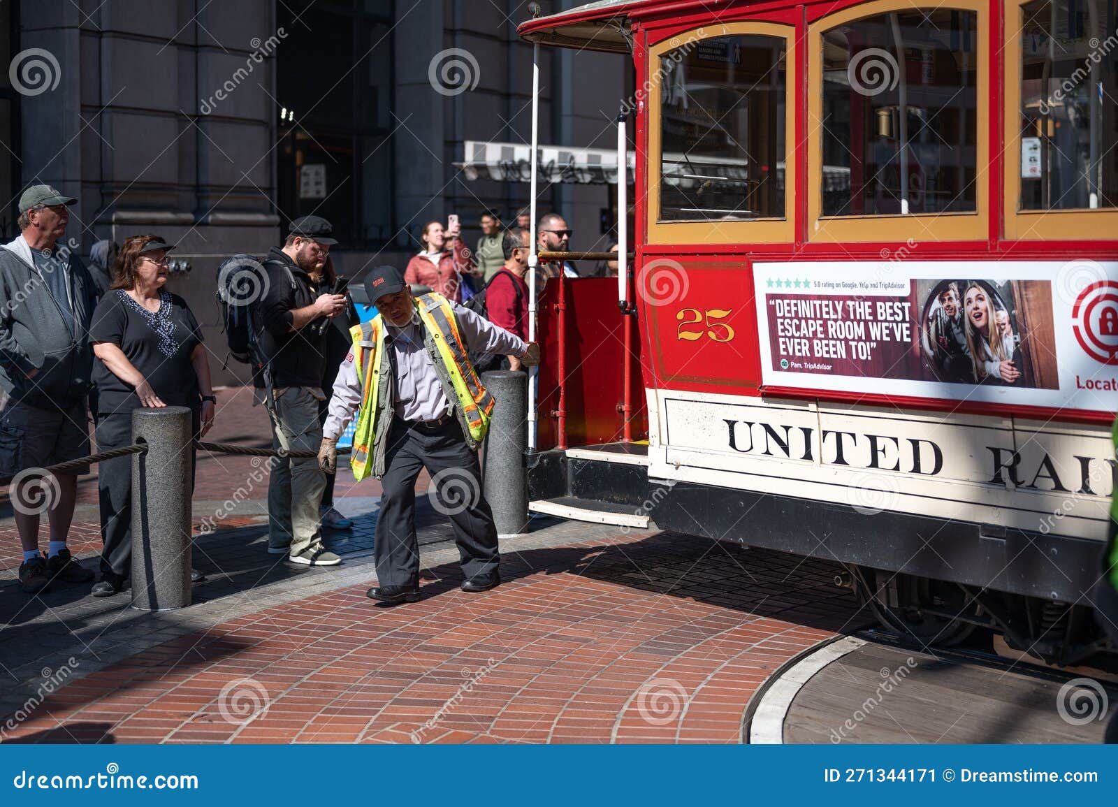 Operator Turning the Tram Manually by Pushing on the Platform Editorial ...