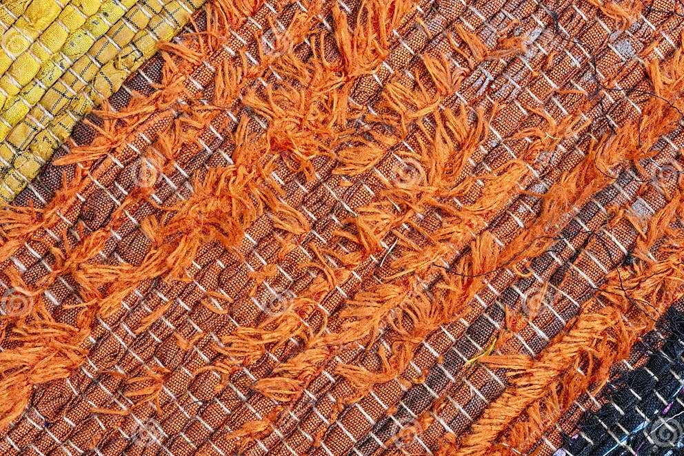 Detail of Orange Thread Patterns on a Rag Rug Stock Image - Image of ...