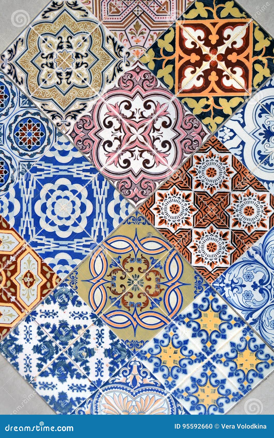 Detail of Ornamental Ceramic Tile with Colorful Patchwork. Stock ...