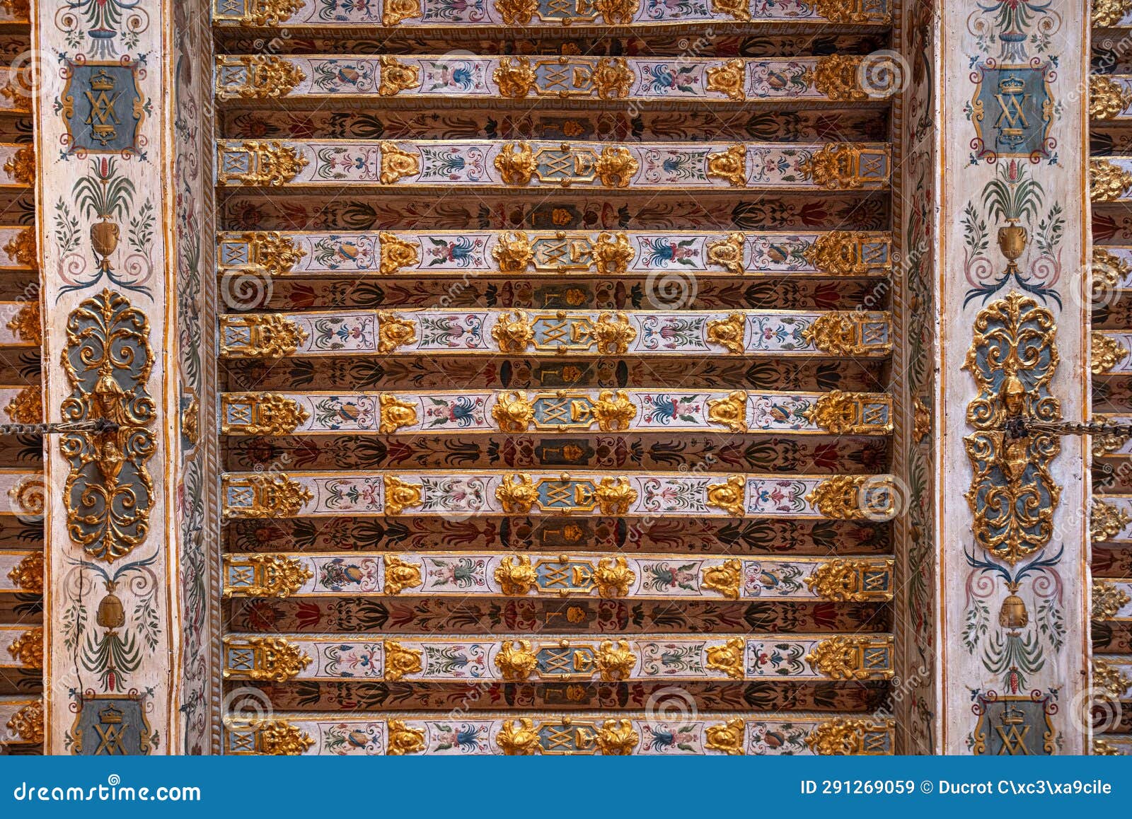 Architectural Detail of an Ancient Ceiling Stock Image - Image of ...