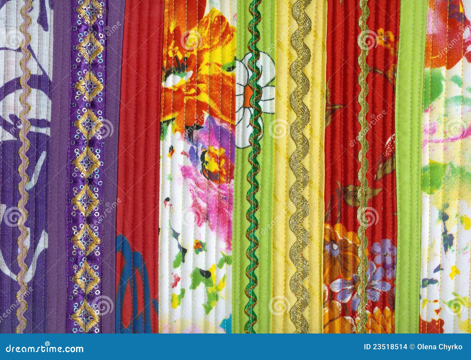 Detail of Patchwork Fabric Handmade from Strips Stock Photo - Image of ...