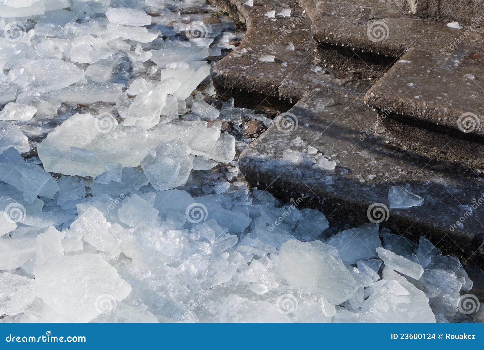 Detail of Pieces of Broken Ice on the Stairs Stock Photo - Image of ...