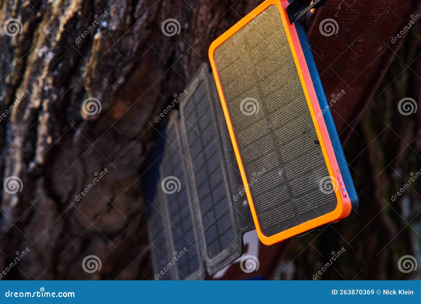 Detail of Portable Solar Panel Unit for Phones Charging in the Sun by ...
