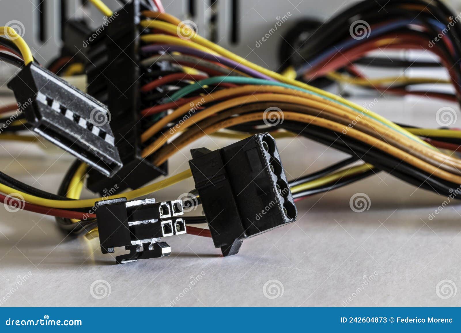 Detail of Power Supply Unit with Cables and Peripheral Connectors Stock ...