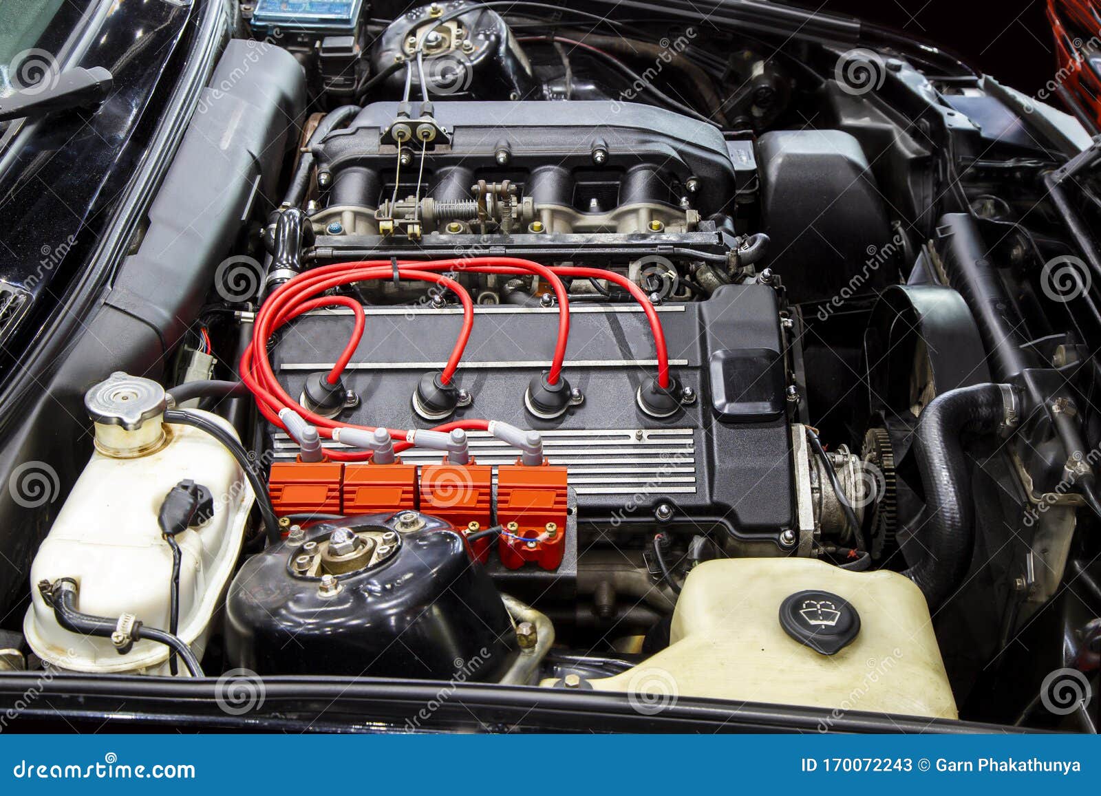 The Powerful Engine of the Modern Car. Stock Image - Image of ...