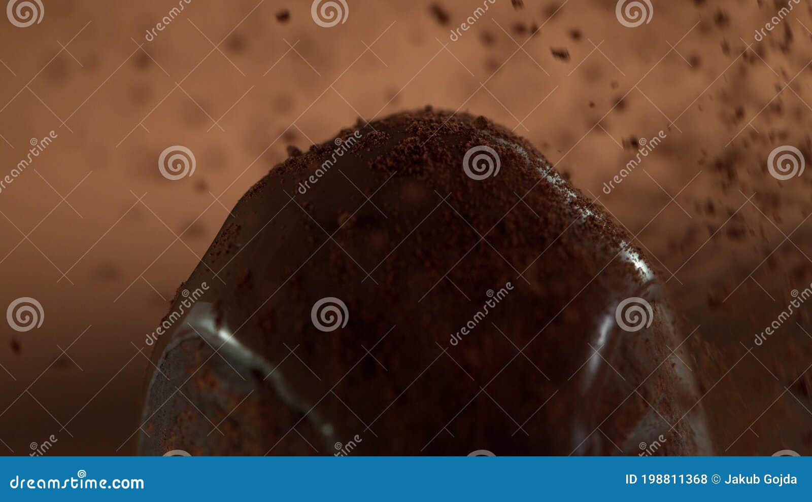 Detail of Praline with Falling Cocoa Powder on Top Stock Photo - Image ...