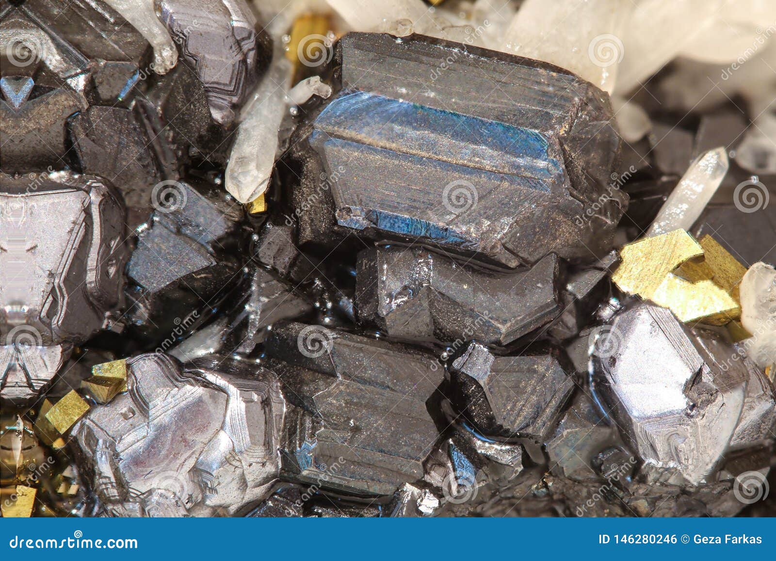Detail of Quartz Magnetite and Pyrite Crystal Stock Photo - Image of ...